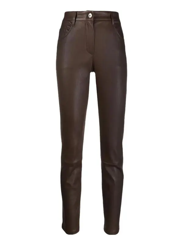 Brunello Cucinelli Slim-fit Leather Trousers - Black