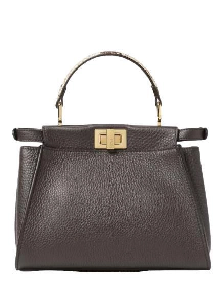 Fendi Peekaboo Cuoio Romano Leather Bag - Ebony