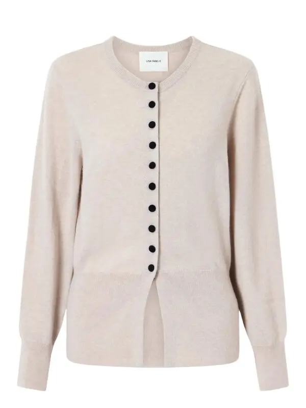LISA YANG Oatmeal Crew Neck Cardigan - No