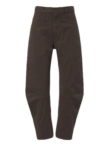 NILI LOTAN Shon Cotton Twill Barrel-leg Pants - Brown