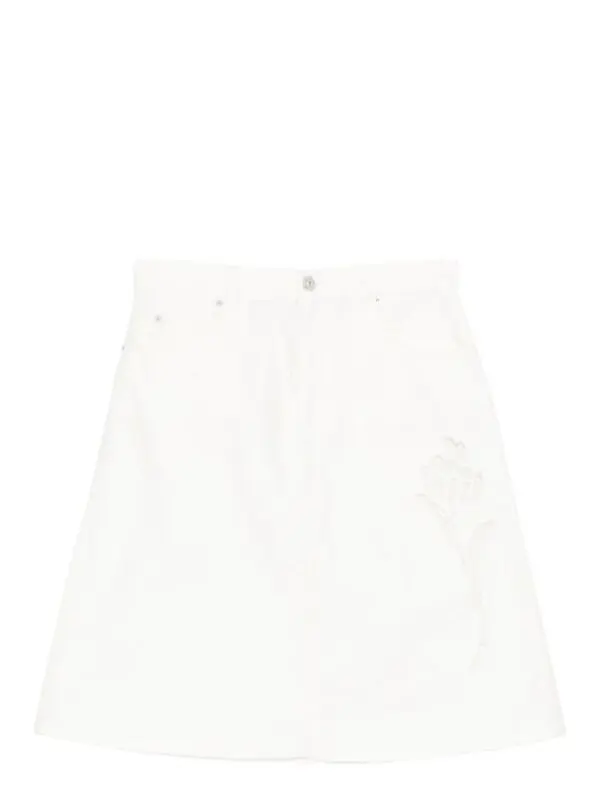 Marni Button-front Skirt With Floral Applique - White