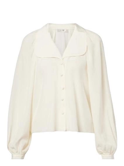 FRAME Gala Silk Georgette Blouse With Voluminous Sleeves - White