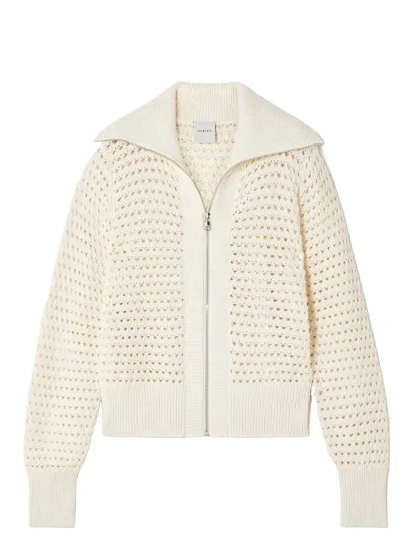 Varley Zip-up Loose Knit Sweater - White