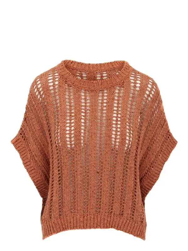 Brunello Cucinelli Round Neck Knitted Top - Brown