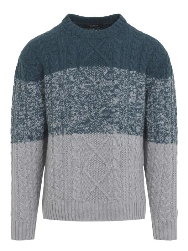 Kiton Color-block Cable-knit Sweater - Light Grey