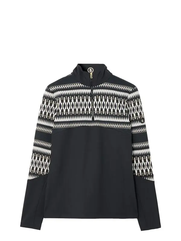 Bogner Jelissa Fair Isle Jacquard-trimmed Stretch-jersey Base Layer - Black