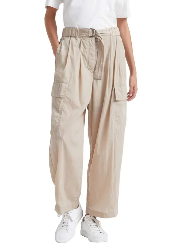 Brunello Cucinelli Monili-trim High-waisted Cargo Trousers - Nude