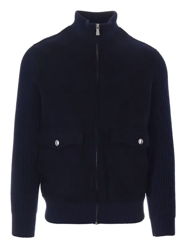 Eleventy Cable-knit Zip-up Jacket - Blue