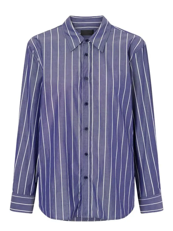 NILI LOTAN Vertical Stripe Long Sleeve Shirt - Blue