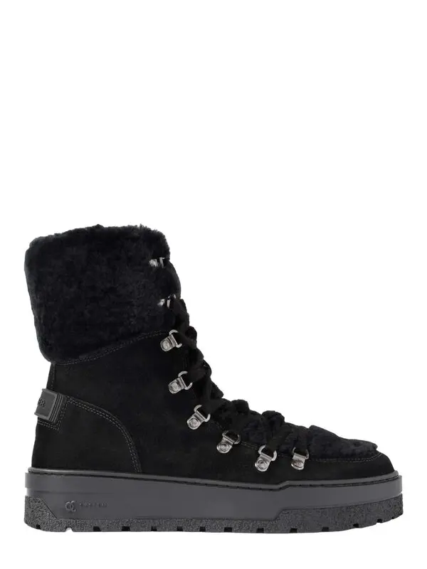 Bogner Calgary Shearling-trimmed Suede Lace-up Boots - Black