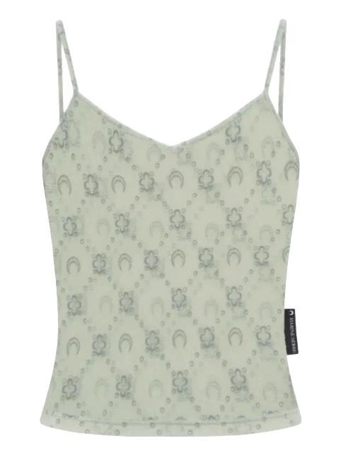 MARINE SERRE Moonogram Mesh Strappy Top - Gray