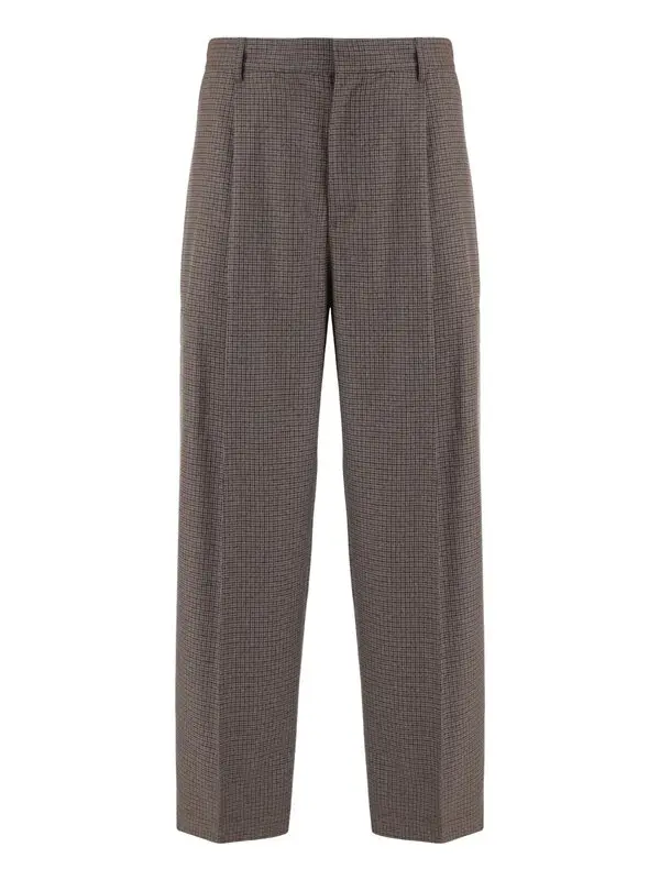 DARKPARK Checked Wide-leg Pants - Brown