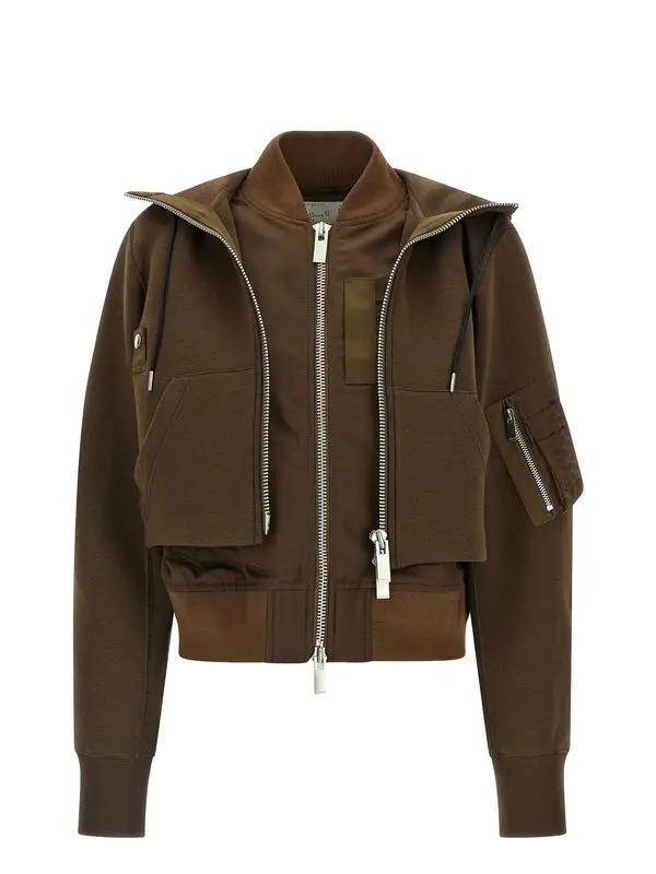 Sacai Zip-up Bomber Jacket - Brown