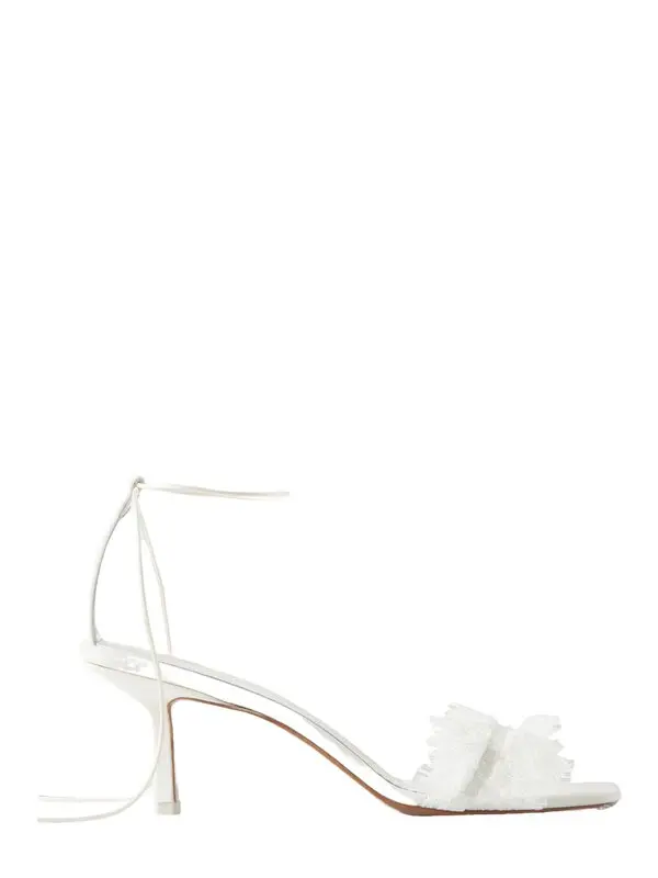 NEOUS Twill And Eyelash Lace Heeled Sandals - No