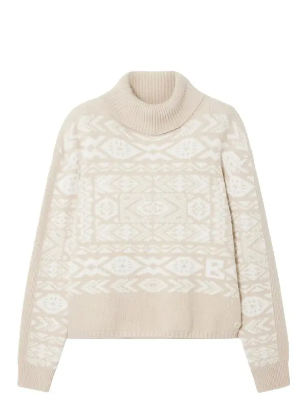 Bogner Nadin Fair Isle Appliqué Turtleneck Sweater - White