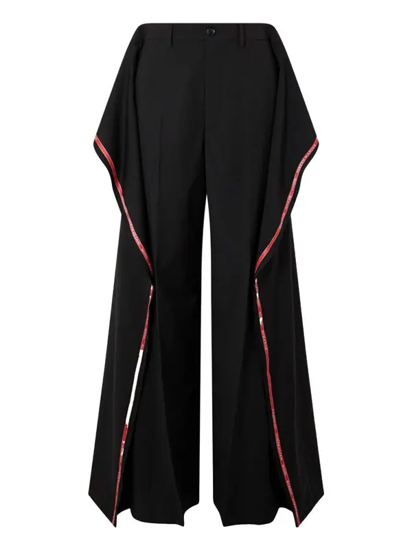 Junya Watanabe Crepe Straight-leg Pants With Contrast Piping - Black