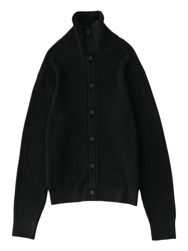 Studio Nicholson Ribbed Knit High Neck Top - Black