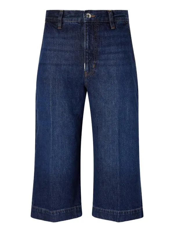 FRAME High-waisted Straight-leg Cropped Denim Pants - Blue