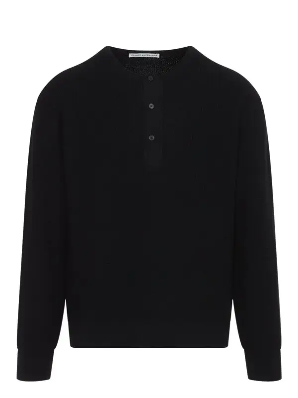 Studio Nicholson Corine Henley Knitted Sweater - Black