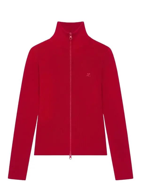 COURREGES Courrèges Zip-up Knitted Sweater - Red