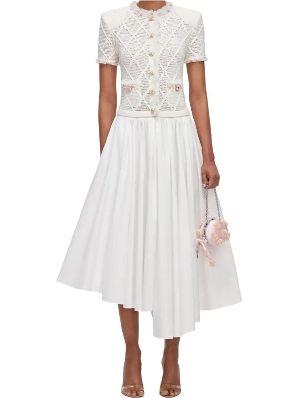 SELF-PORTRAIT Short-sleeved Dress - Cream