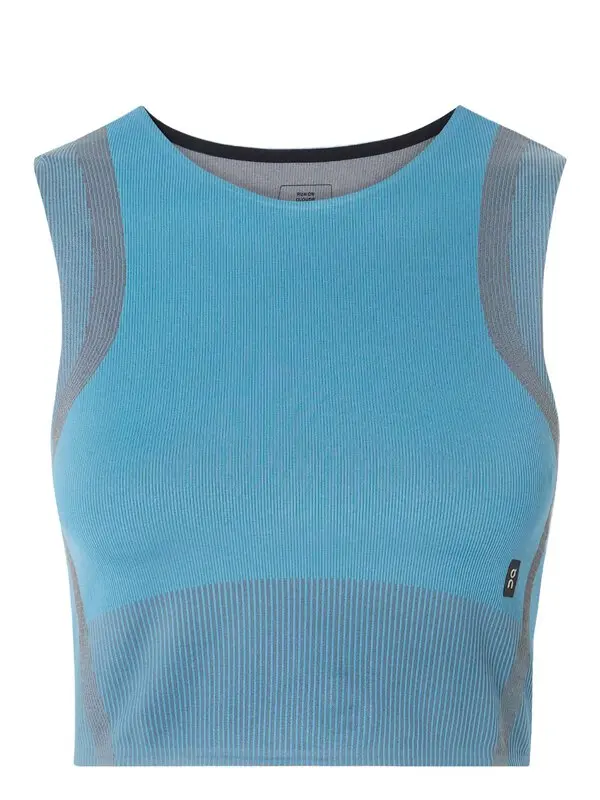 On Studio Cropped Ribbed Stretch Tank - Blue