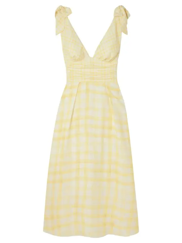 Rosie Assoulin Bow-detailed Checked Midi Dress - No