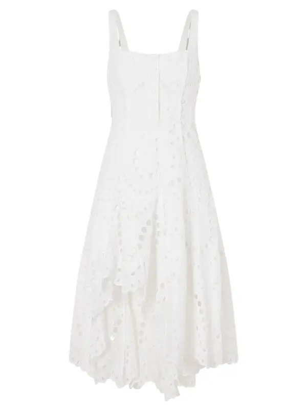 Charo Ruiz Ibiza Asymmetrical Scalloped Broderie Anglaise Cotton-blend Midi Dress - No