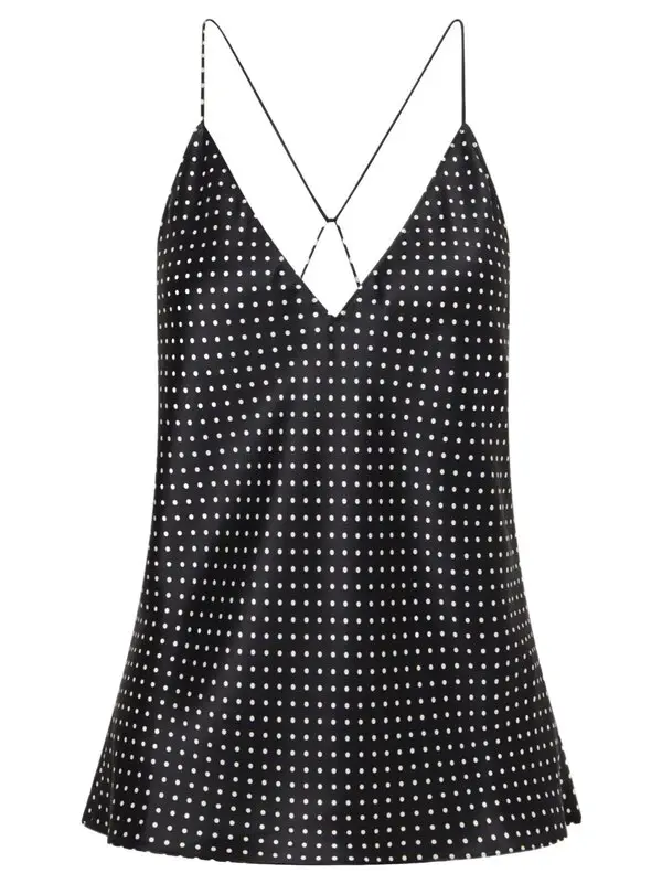 NILI LOTAN Polka Dot V-neck Camisole Mini Dress - Black