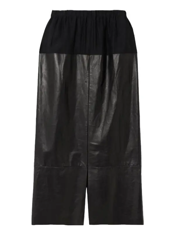 Sharon Wauchob Paneled Silk-jersey And Leather Midi Skirt - Black