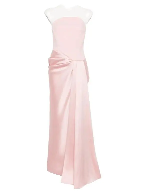 Solace Strapless Off-the-shoulder Dress With Front Slit - Light Pink