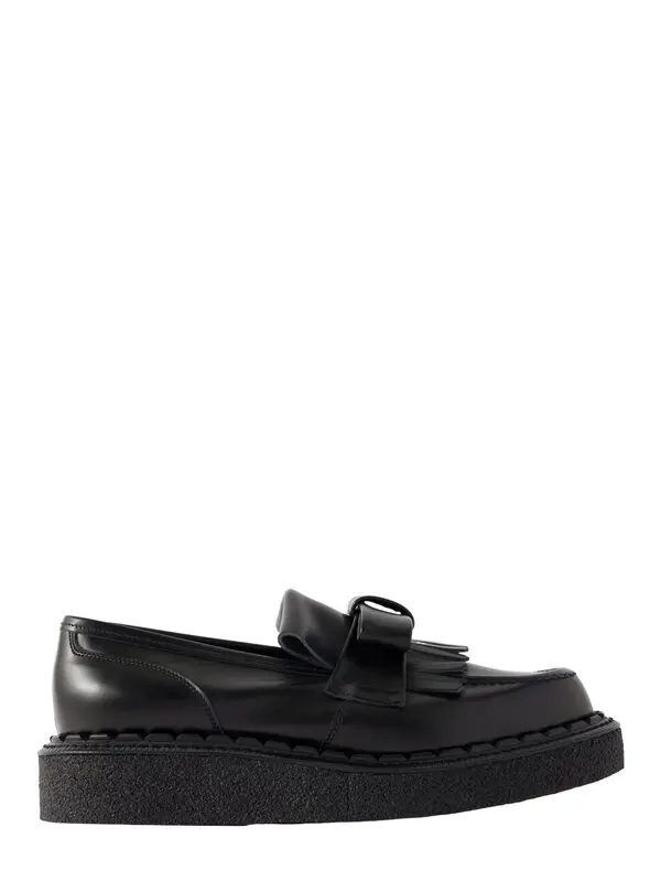 Comme Des Garçons Leather Platform Loafers With Bow Detailing - Black