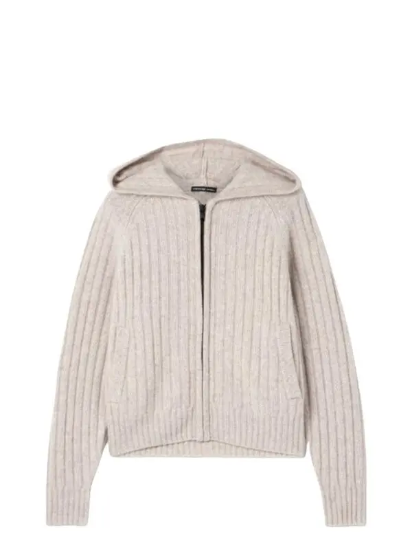 JAMES PERSE Ribbed Recycled-cashmere Zip-up Hoodie - No