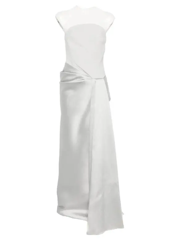 Solace Off-the-shoulder Dress With Front Slit - Silver