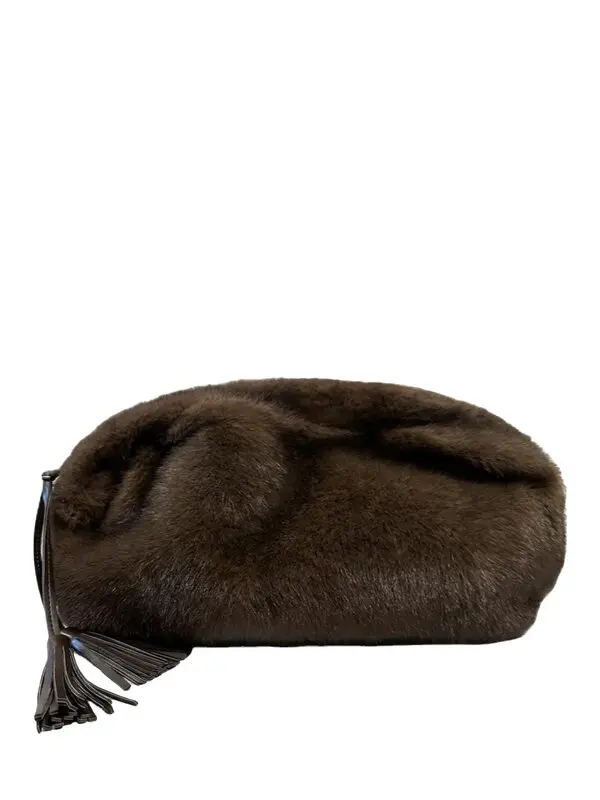 P.a.r.o.s.h Faux Fur Wristlet Bag - Black