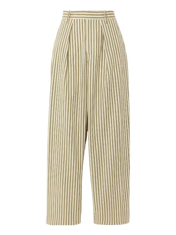 Mara Hoffman Striped High-waisted Straight-leg Pants - Nude