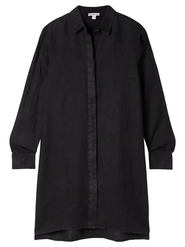 JAMES PERSE Linen Midi Shirt Dress - Black
