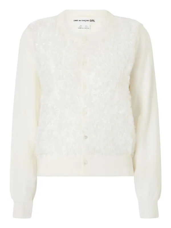 Comme Des Garçons Wool Cardigan With Ruched Organza Detailing - No