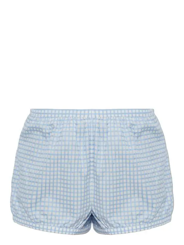 Posse Plaid Wide-leg Shorts - Blue