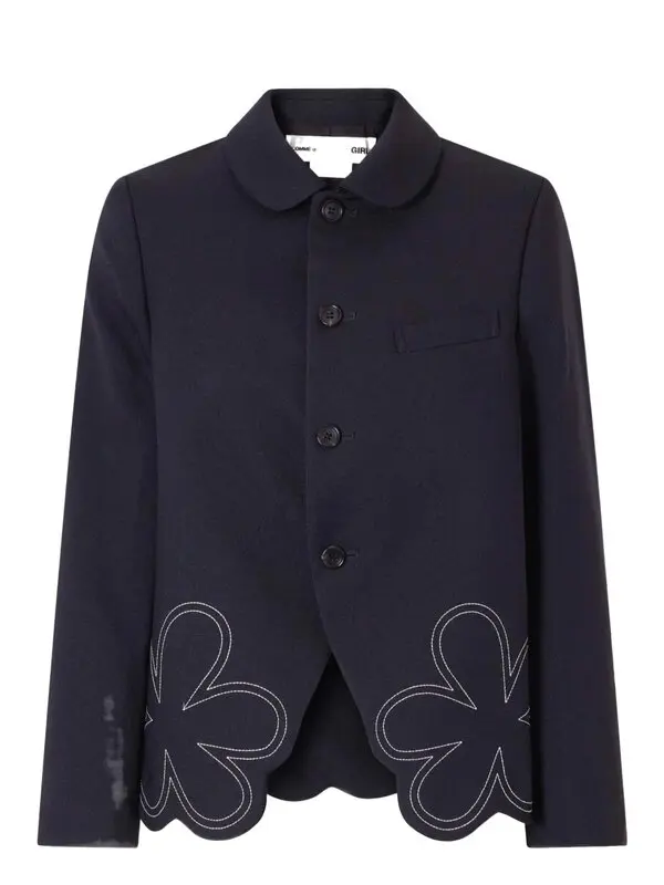 Comme Des Garçons Embroidered Gabardine Blazer - Black