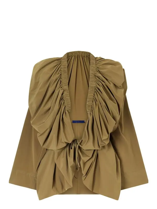 Sharon Wauchob Sata Draped Gathered Silk-blend Wrap Blouse - Green