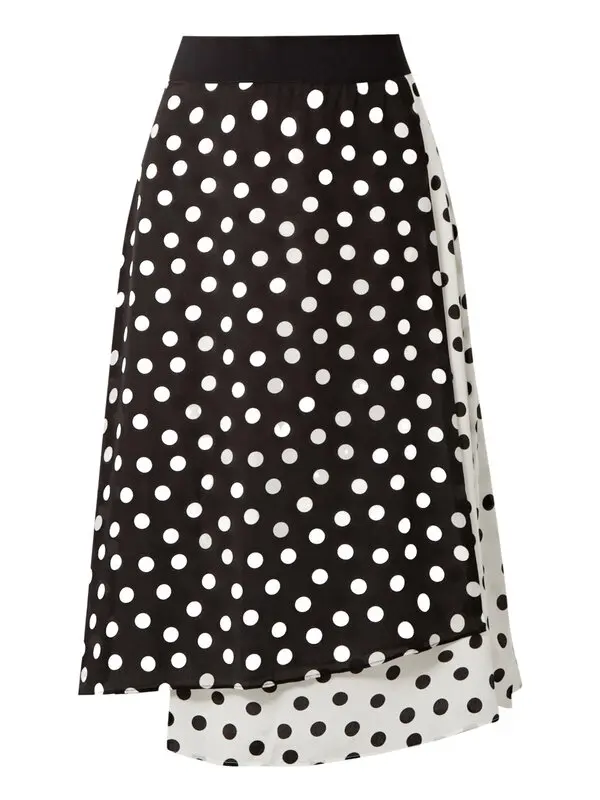 ALICEOLIVIA Alice+olivia Polka Dot Midi Skirt - Black