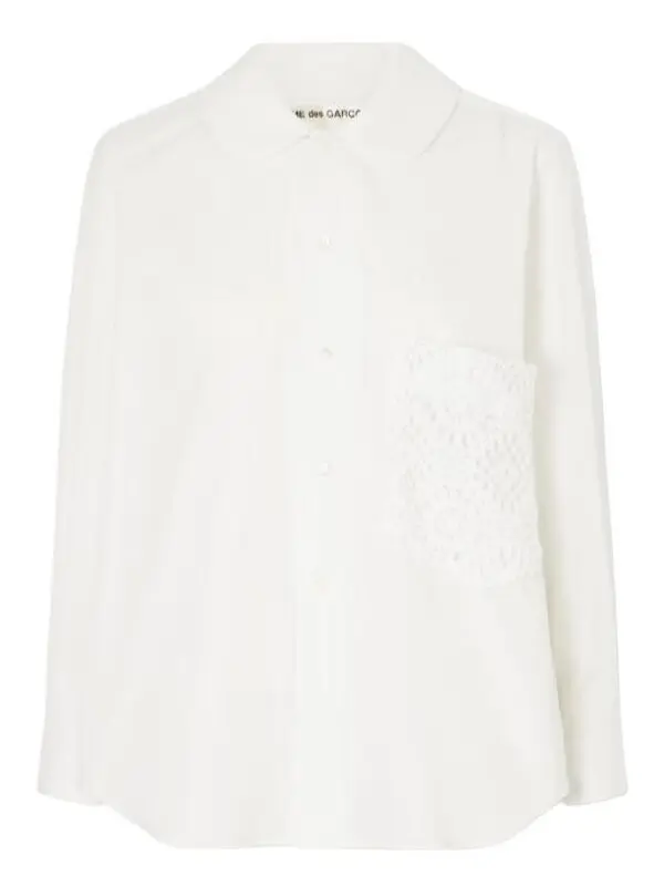 Comme Des Garçons Crochet Trimmed Cotton Shirt - No