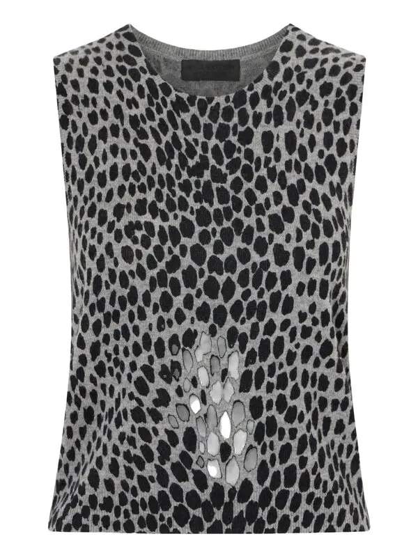 NILI LOTAN Nessa Leopard-jacquard Cashmere Tank - Black