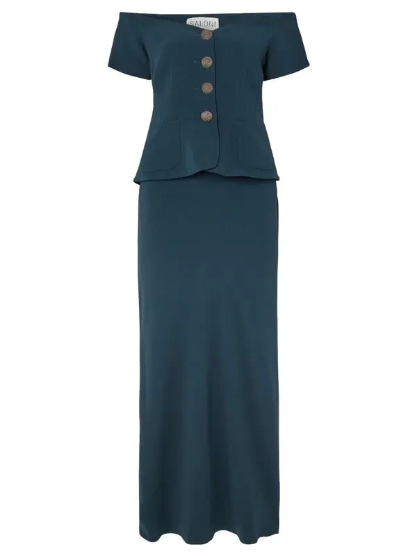 Saloni Off-the-shoulder Mid-length Dress - Blue