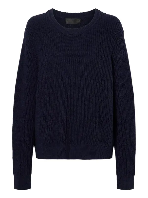 NILI LOTAN Classic Ribbed Crew Neck Sweater - Black