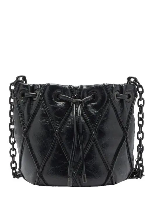 DIESEL® Charm-d Diamond-quilted Bucket Bag - Black