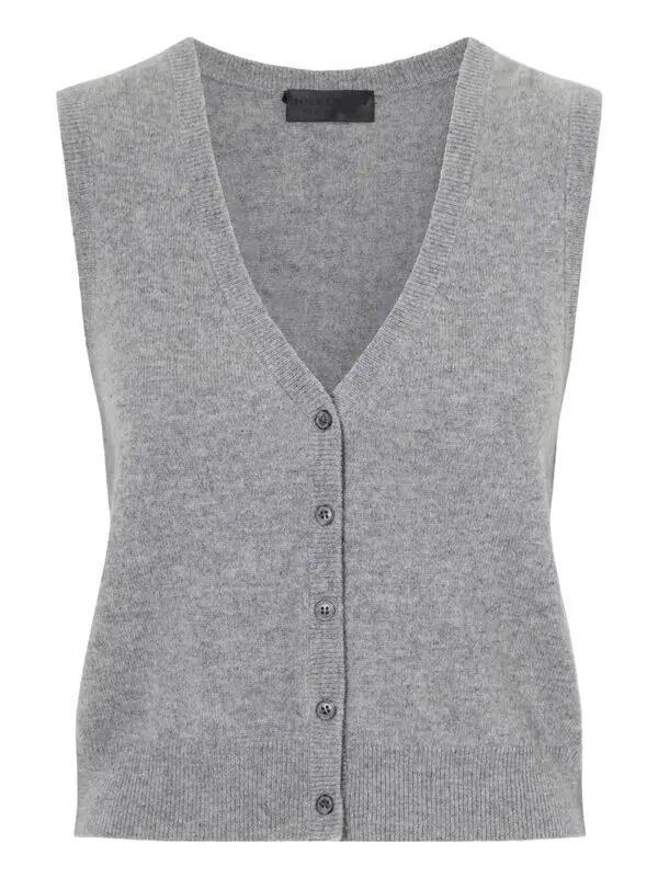 NILI LOTAN Porter Cashmere V-neck Sweater Vest - Gray