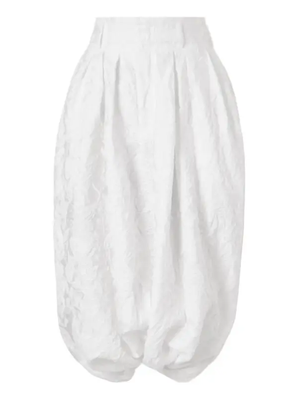 Comme Des Garçons Pleated Jacquard-knit Wide-leg Pants - White