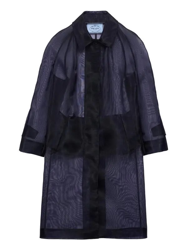 Prada Single-breasted Crinoline Coat - Blue